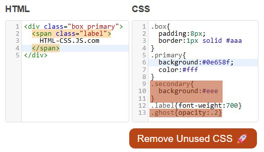 Remove Unused CSS From HTML and CSS